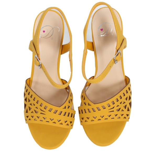 Shoes | Yellow Open Toe Laser Cut Out Ankle Strap High Hee | Poshmark